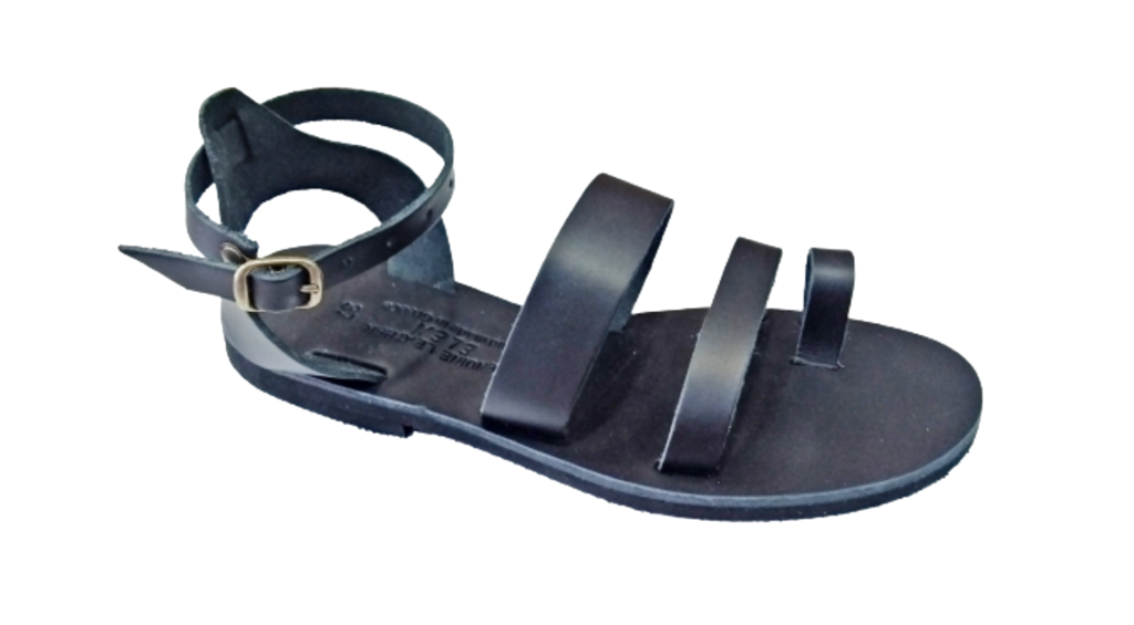 Aegina - Greek Handmade Leather Gladiator Black Sandals - Ancient Greek ...